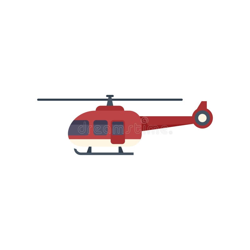 Red Helicopter Taking Off Side View Flat Design Icon Stock Vector ...