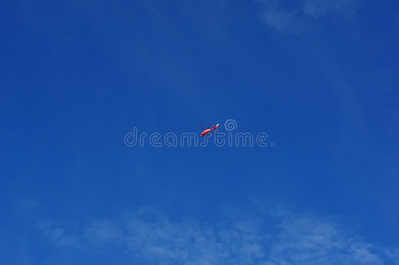 Red Helicopter Flying Sky Private Transport Taking Off Stock Photos ...