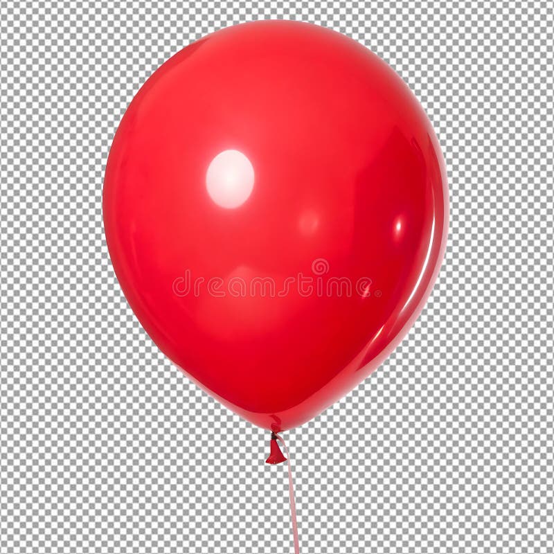 Red Helium Balloon with Glossy Reflection on Transparent Background ...