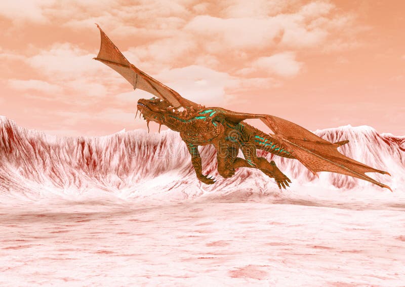 Red Hell Dragon on Hot Land Stock Illustration - Illustration of animal ...