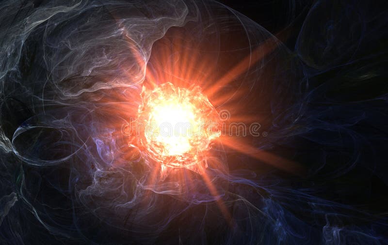 Red Hell Explosion in Space of Blue Nebula Stock Illustration ...