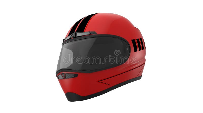 Red Helmet Left View. Isolated on White. 3D Render. 3D Illustration ...