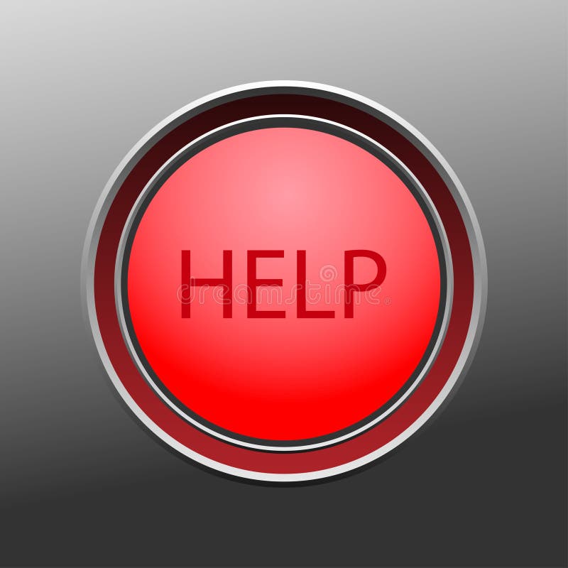 Red Help Button on Metal. Vector Illustration Stock Illustration ...
