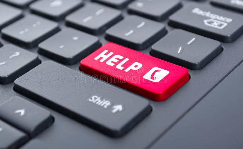 Red Help with Call Symbol Button on Keyboard Concept Stock Image ...