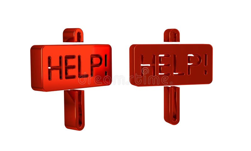 Red Help Icon Isolated on Transparent Background. Stock Illustration ...