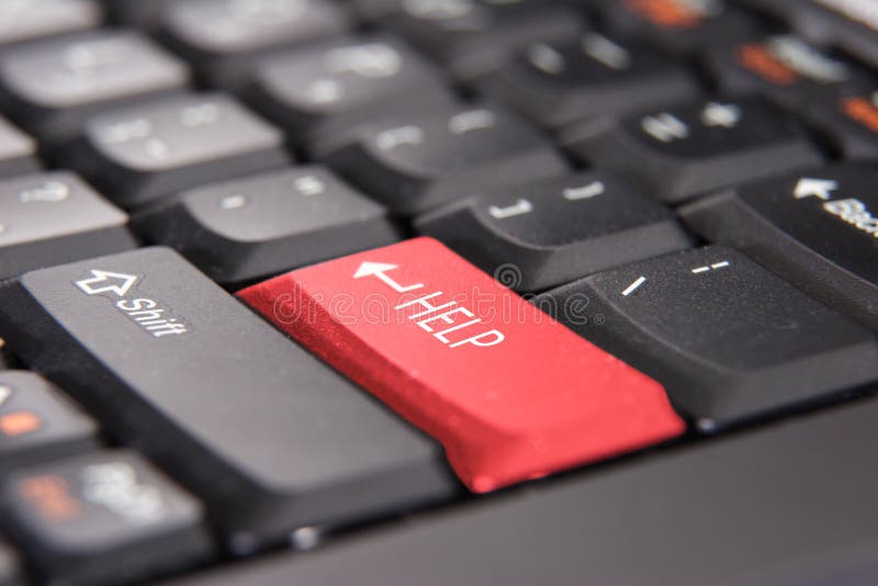 Red Help Key Button on Keyboard, Closeup Stock Image - Image of help ...
