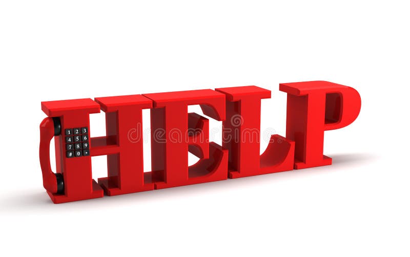 Red HELP Word with Phone Handle and Buttons. 3D Rendering Stock ...