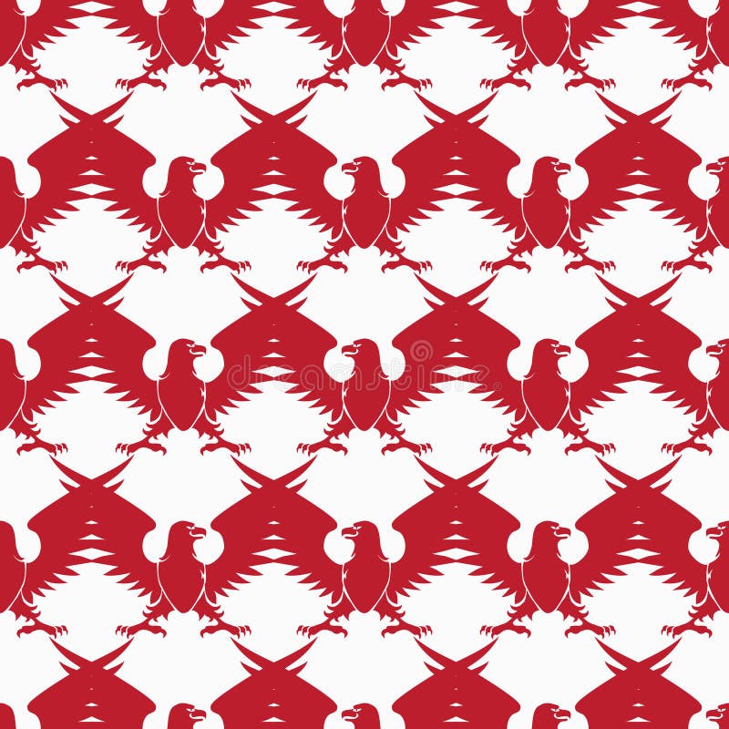 Red Heraldic Eagle Silhouette Seamless Pattern Stock Vector ...