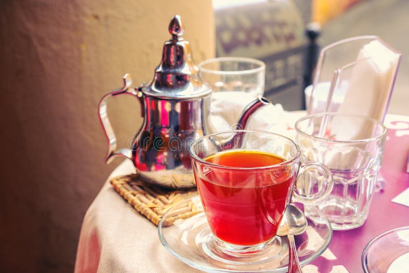Red herbal tea table bar stock image. Image of coaster - 85187025