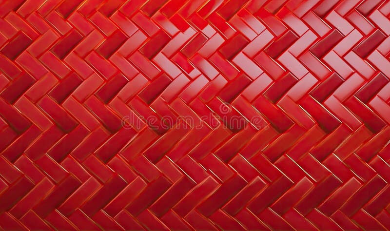 Red Herringbone Mosaic Wall Tiles in 3D Blocks. Perfect for Interior ...
