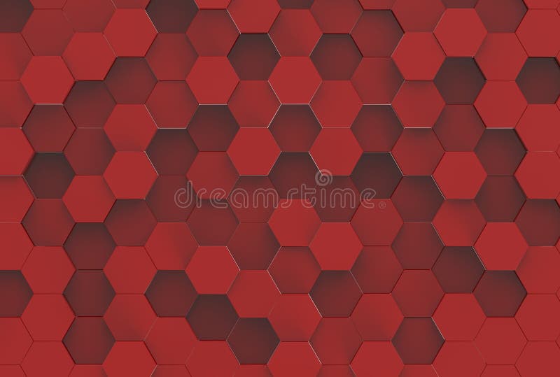 Red Hexagon Background Texture. 3d Render Stock Illustration ...