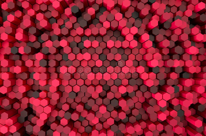 Red Hexagon Pattern 3d Rendering Stock Illustration - Illustration of ...