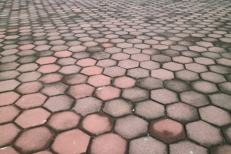 Red Hexagon Shaped Brick Paving Stock Image - Image of design, material ...