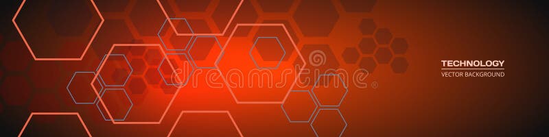 Red Hexagon Technology Abstract Background with Hexagonal Elements. Hi ...