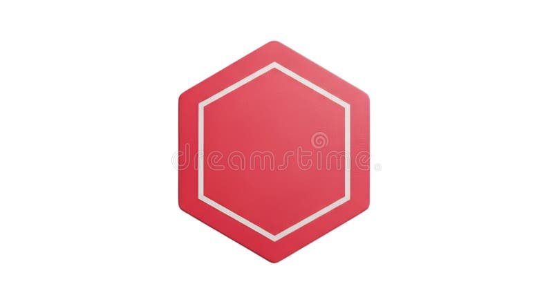 Red Hexagon Shape with White Border, Isolated Geometric Form, Simple ...