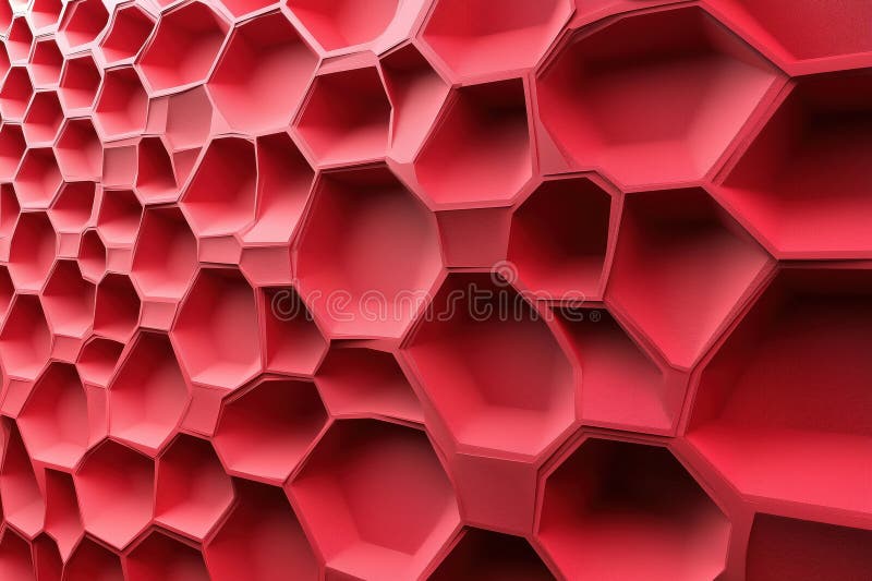 Red Hexagonal Pattern, 3D Honeycomb Design, Textured Surface Stock ...