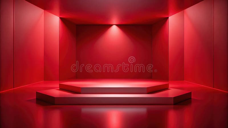 Red Hexagonal Platform in a Dramatic Room Setting. Generative AI Stock ...