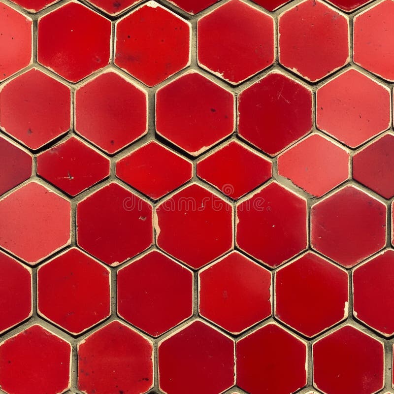 Red Hexagonal Tiles Pattern with Grout in Geometric Wall Design Stock ...