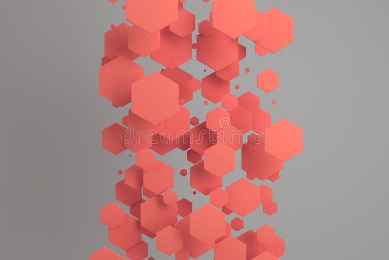 Red Hexagons of Random Size on White Background Stock Illustration ...