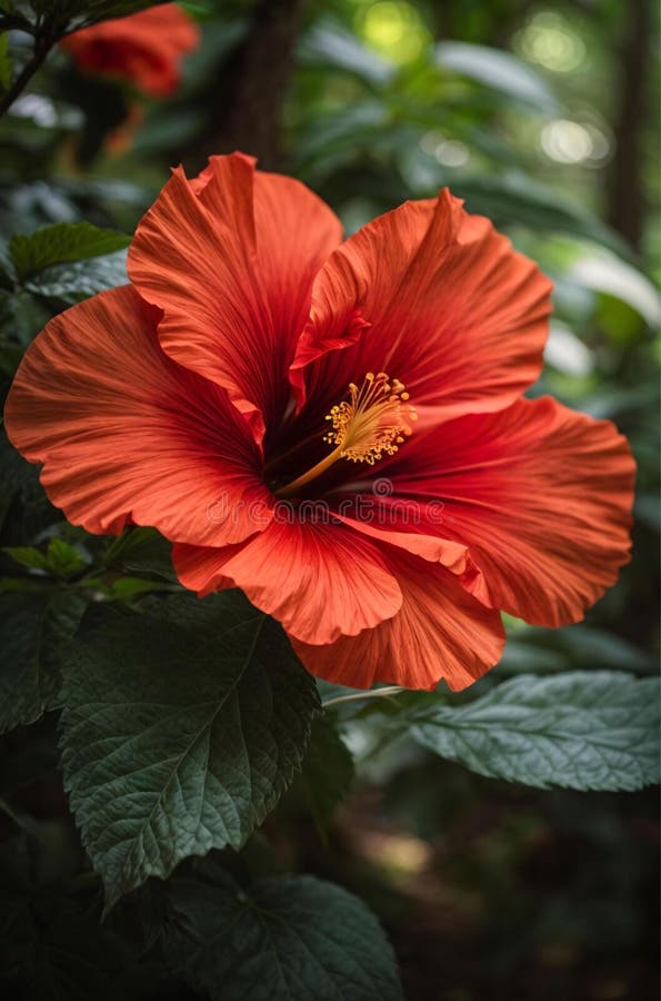 Red Hibiscus Flower in Garden Red Flower in the Garden Red Hibiscus ...