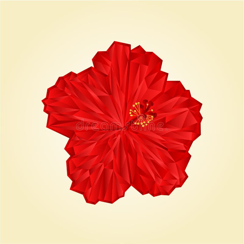 Red Hibiscus Flower Polygons Vector Stock Vector - Illustration of ...