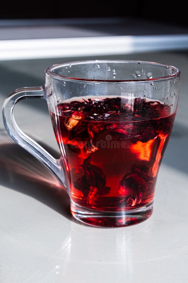 Red Hibiscus Tea in the Cup. Stock Photo - Image of vitamin, leaf ...