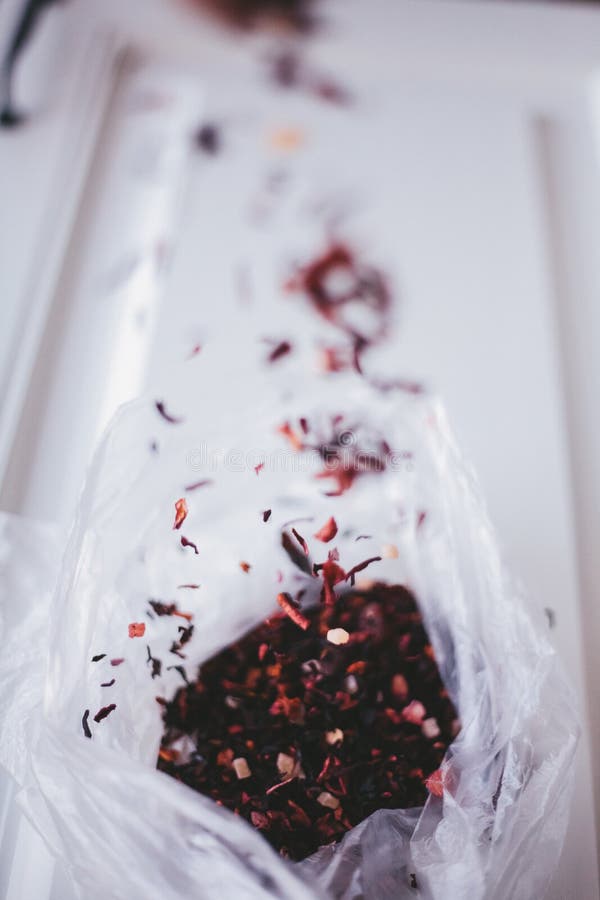 Red Hibiscus Tea, Loose, Red Hibiscus Tea, Loose, in a Package on a ...