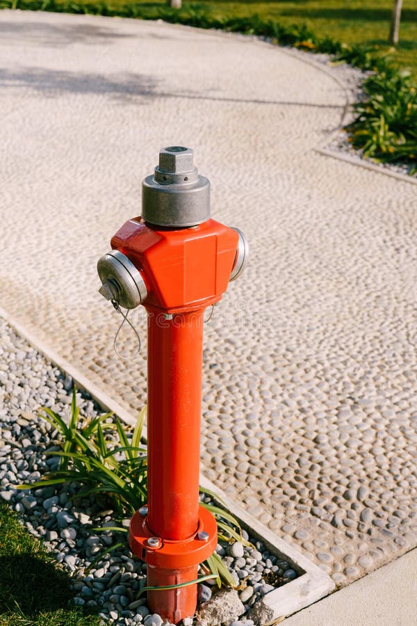 Red High Fire Hydrant on the Street. Stock Image - Image of protection ...