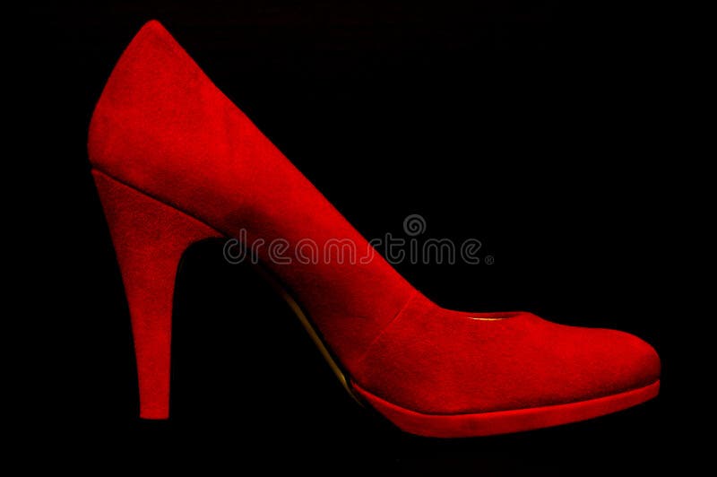 Red High Heel Feminine Shoe Stock Photo - Image of grey, fashionable ...