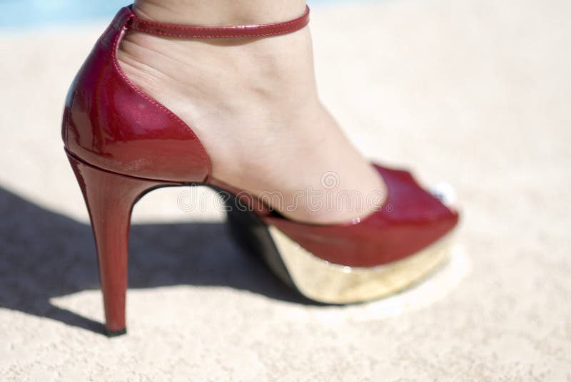 Red high heel shoes stock image. Image of footwear, shoes - 3377963