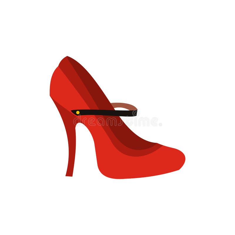 Red High Heel Shoes Icon, Flat Style Stock Vector - Illustration of ...