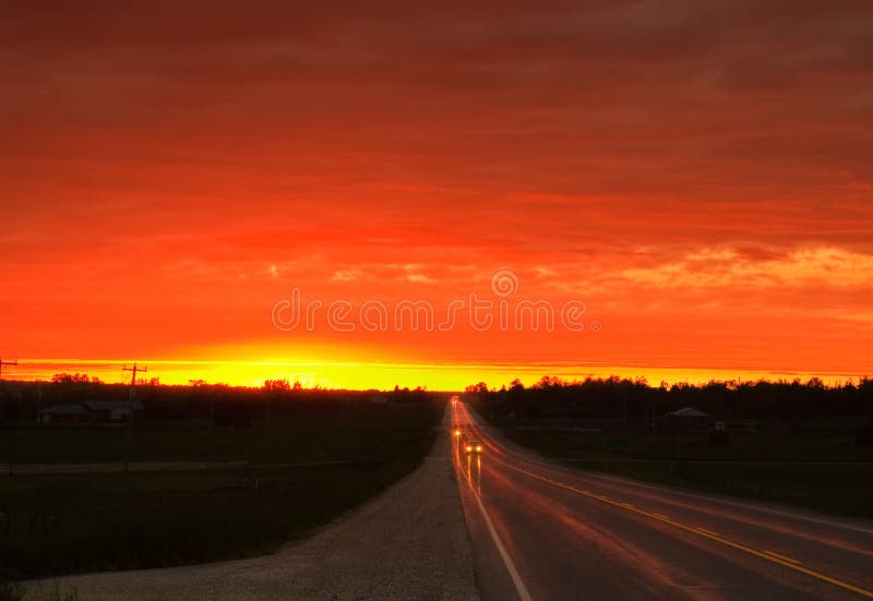 Red highway stock image. Image of travel, colored, sundown - 5538595