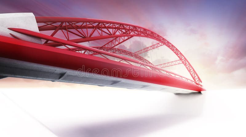 Red Highway Bridge from the Bottom View Stock Illustration ...