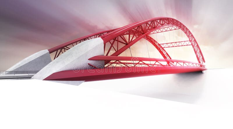 Red Highway Bridge in Perspective View Stock Illustration ...