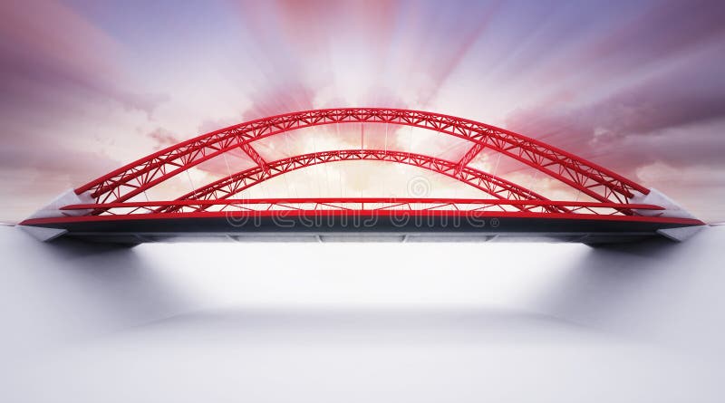 Red Highway Bridge from the Side View Stock Illustration - Illustration ...