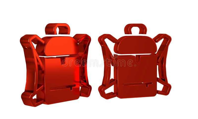 Red Hiking Backpack Icon Isolated on Transparent Background. Camping ...