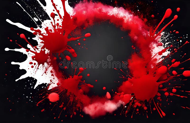 Red Holi Color Powder Splashing, Burst Effect Explode in Round Frame ...