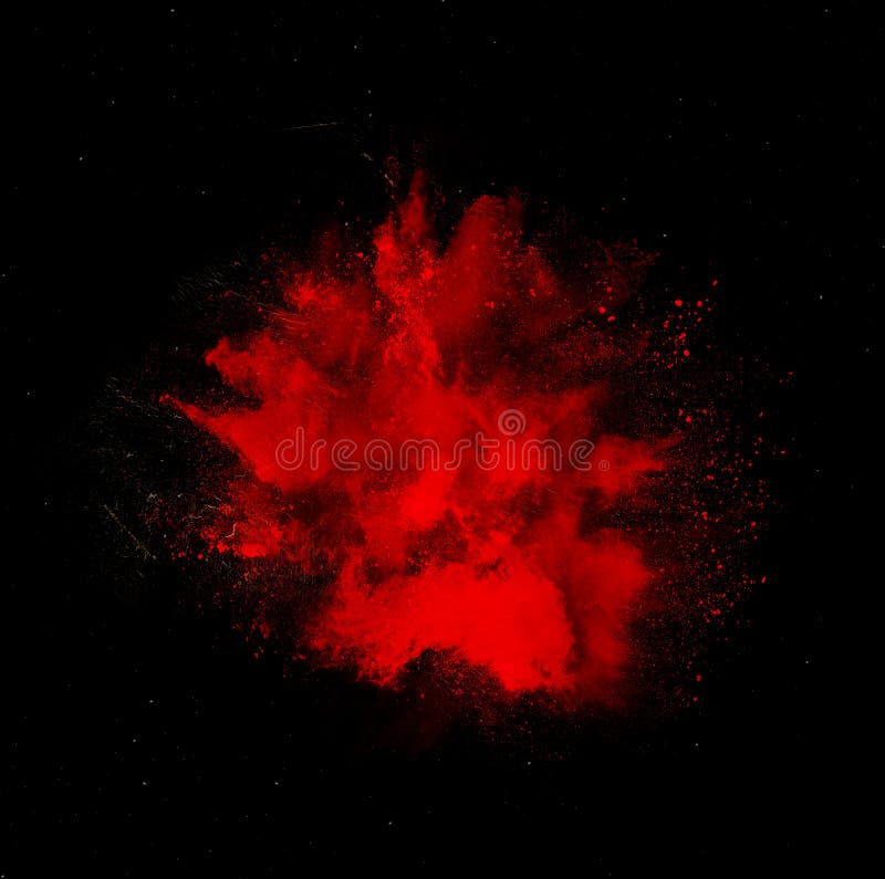 Red Holi Paint Powder Explosion Isolated on Black Background Stock ...