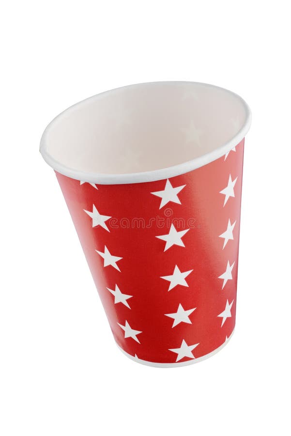 Red Holiday Paper Cups with a Pattern of Stars. + Clipping Path Stock ...