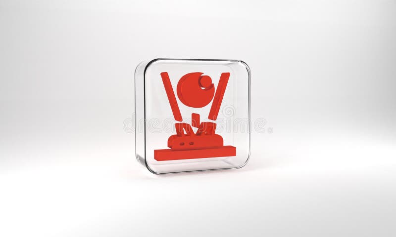 Red Hologram Icon Isolated on Grey Background. Global Communication ...