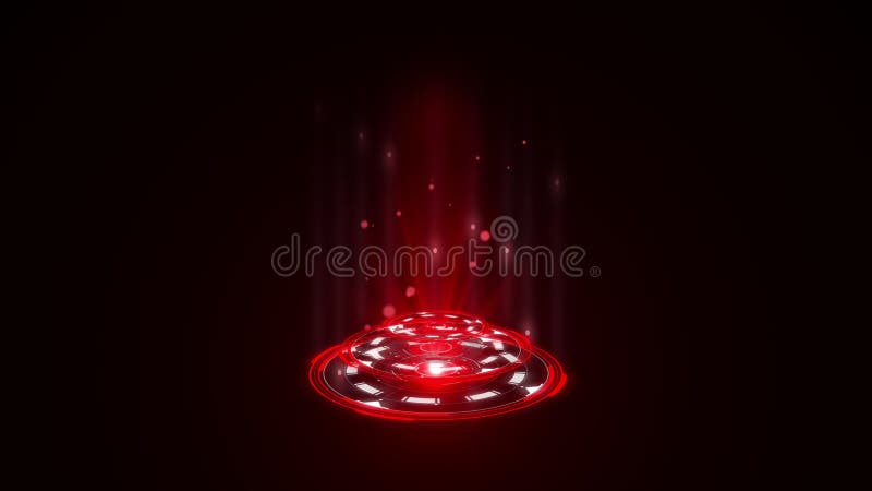 Red Hologram Rounded HUD Design Animation. Digital Technology Concept ...