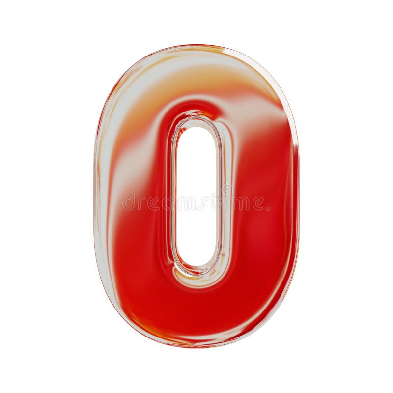 Red Holographic Number 0. Realistic 3D Render Stock Illustration ...