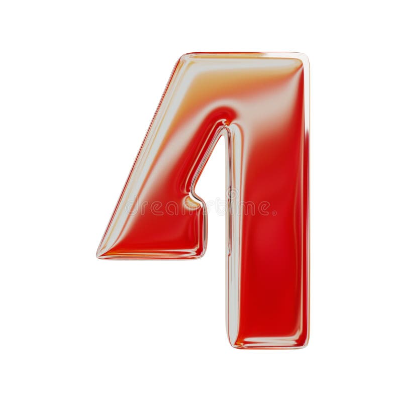 Red Holographic Number 4. Realistic 3D Render Stock Illustration ...