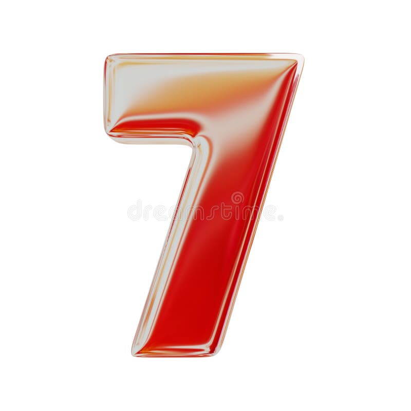 Red Holographic Number 7. Realistic 3D Render Stock Illustration ...
