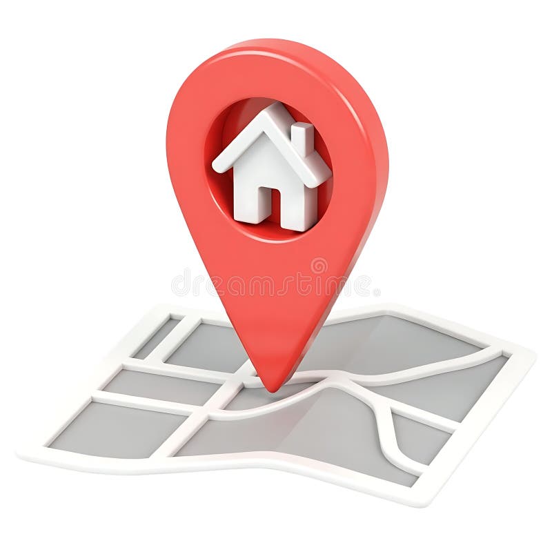 Red Home Location Pin on Map for Real Estate Stock Illustration ...