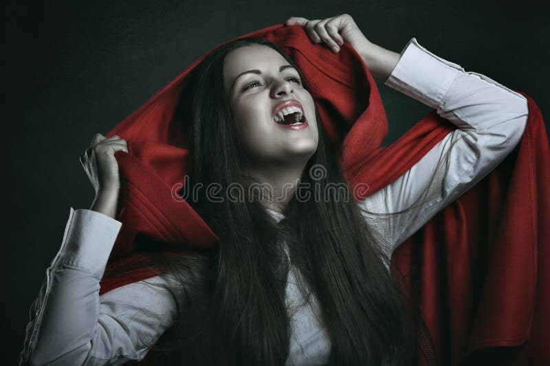 Red hooded vampire stock photo. Image of beautiful, halloween - 51511000