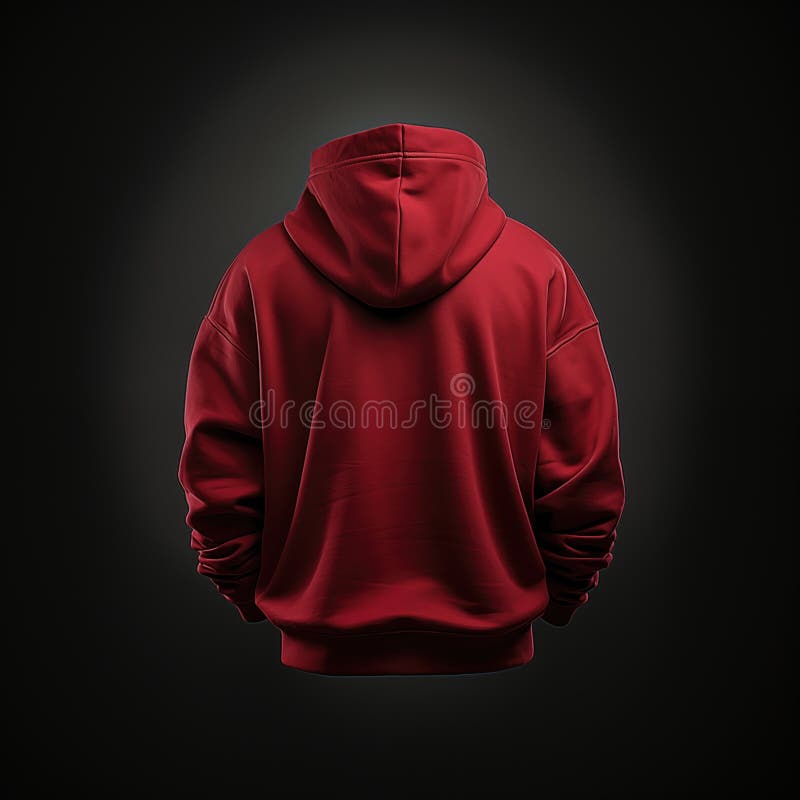 Red Hoodie Mockup from the Back Black Background Stock Illustration ...