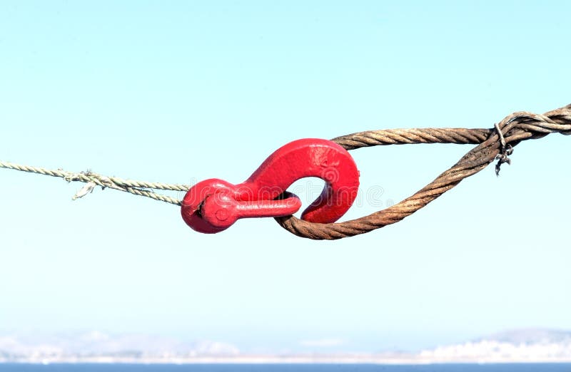 Red Hook Hooked the Rope on the Sky Background Stock Photo - Image of ...