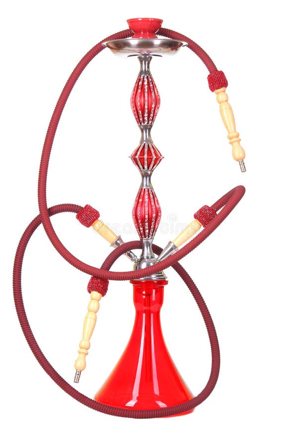 Red Hookah on White Background Stock Photo - Image of metal, addiction ...