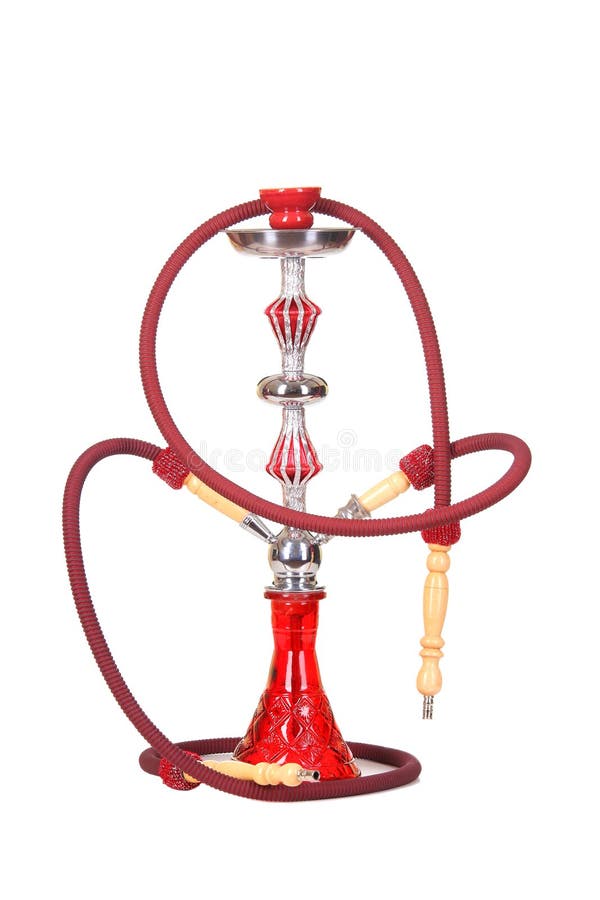 Red Hookah on White Background Stock Image - Image of metallic, leisure ...